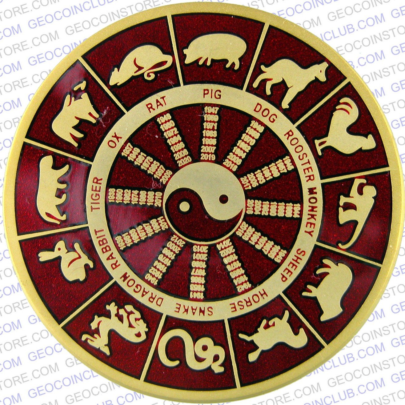 Chinese Zodiac Tiger Red 0 00 GeocoinStore Serving Geocaching